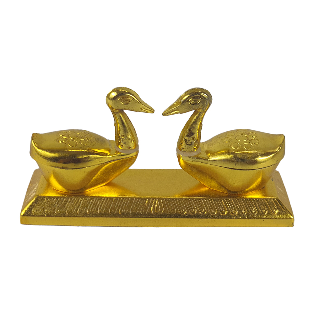Aluminium Gold Duck Shape Haldi, Kumkum Containers - Shiva Pooja Needs