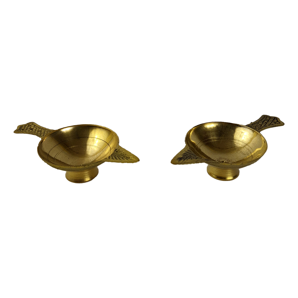 Brass Lakshmi Diyas/Eka Harathi (1 pair) - Shiva Pooja Needs